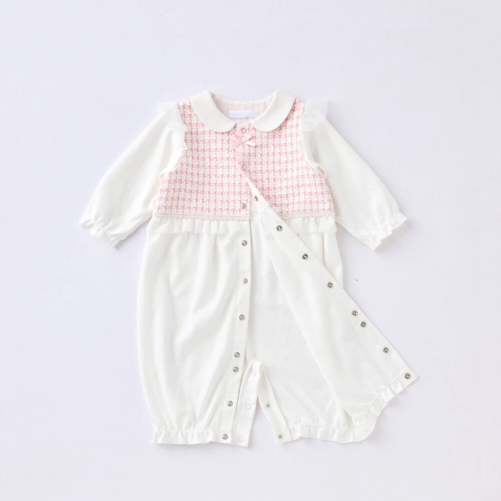ツイードスムース2WAYオール(50~75cm)(ワンサイズ ピンク系): 新生児/ベビー【べべモール公式】-子供服べべの公式通販サイト 「BEBE MALL」
