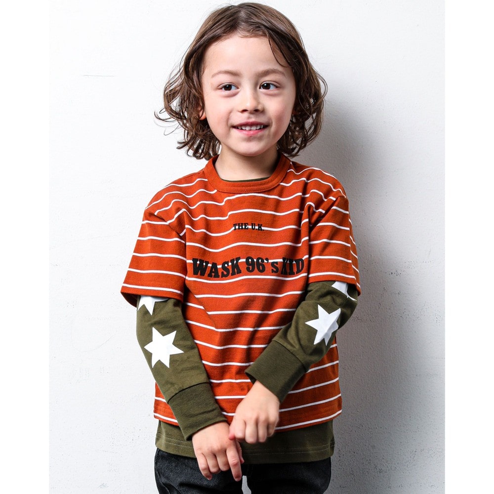 半袖 ボーダー ＋ 長袖 星 ロング コットン Tシャツ セット(90cm~100cm)(90cm オレンジ): セット【べべモール公式】-子供服べべの公式通販サイト 「BEBE MALL」