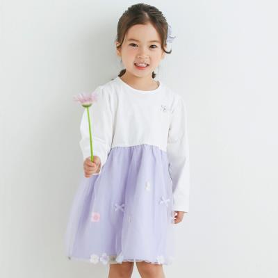 お揃い】お花モチーフフワフワチュールワンピース(80~130cm お揃い】お花モチーフフワフワチュールワンピース(80~130cm